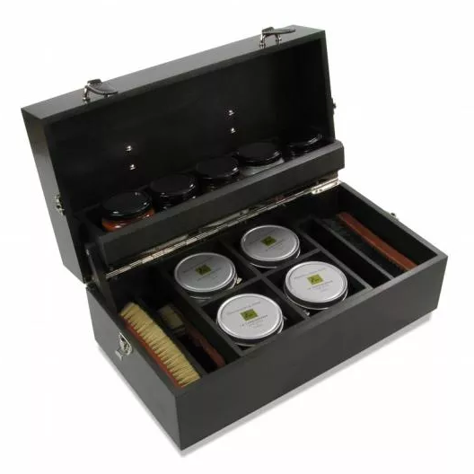 LCA Box Intendant Ebony Wood/Black Leather - The Elegant Oxford